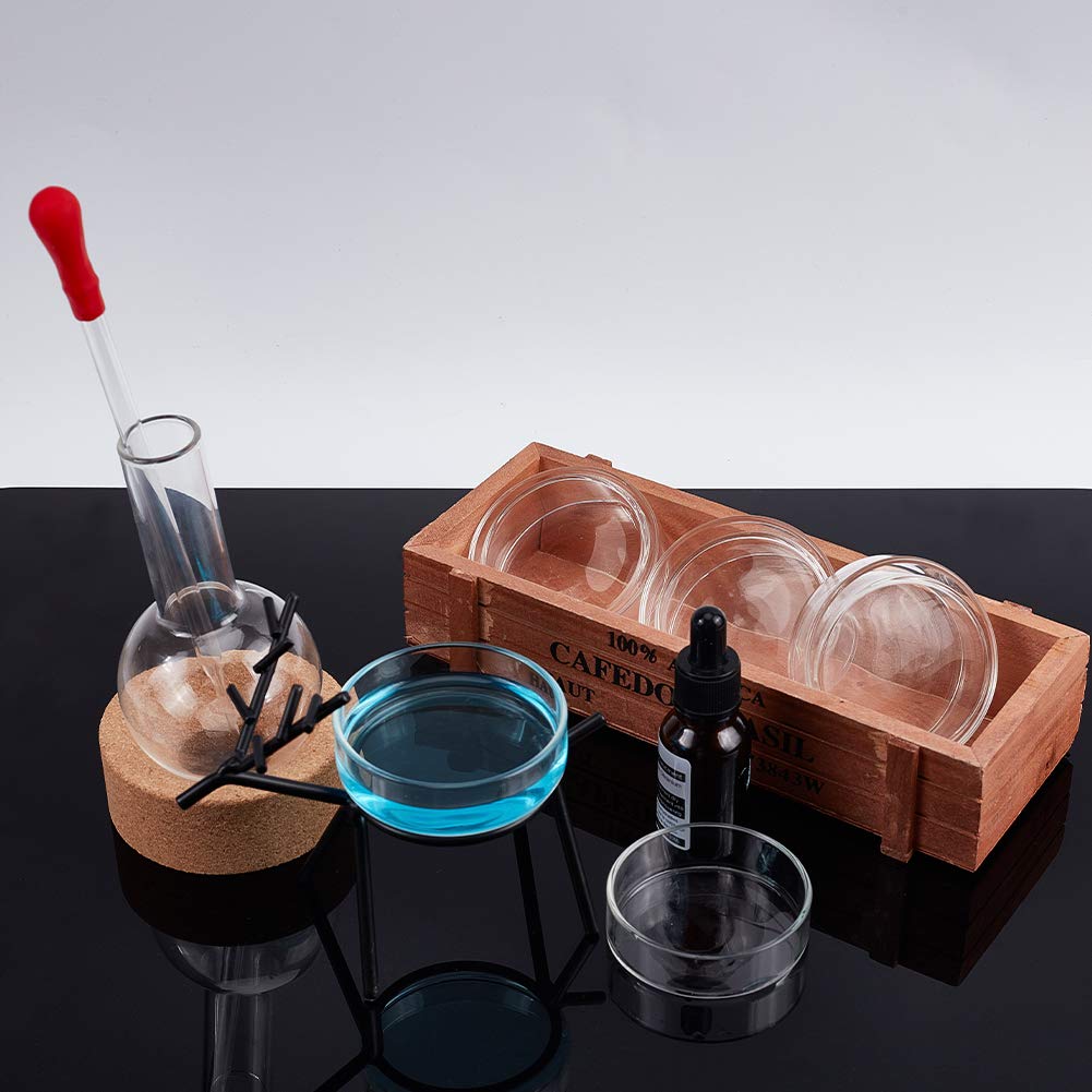 OLYCRAFT 6PCS Glass Petri Dishes High Borosilicate Glass Bacterial Culture Dishes with Lid 60mm Dia x 18mm Deep with 2pcs Glass Culture Plate for Laboratory School Science Project