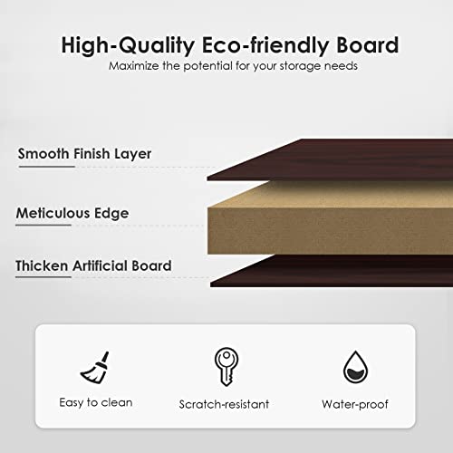 STARY 5 Shelf Bookcase Mahogany Tall Bookshelf for Bedroom 5 Tier Modern Wood Bookshelf 33" Wide 60" Tall