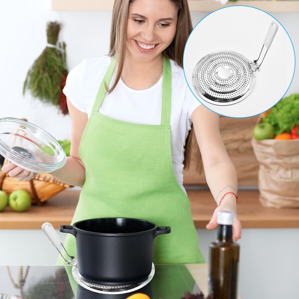 Heat Diffuser Flame Reducer Simmer Plate, Stainless Steel Heat Diffuser for Gas and Electric Stove, Induction Cooktop Compatibility, Flame Guard for Gas Top Cooking(size:7.99 x 7.36inch)