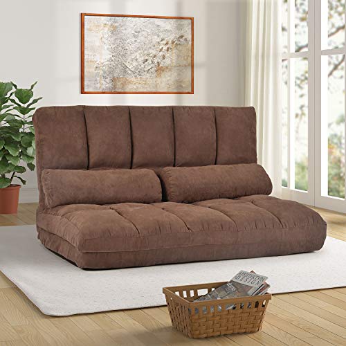 MWrouqfur Floor Sofa Couch, 5 Adjustable Floor Sofa, Foldable Lazy Sofa Sleeper Bed, Floor Gaming Sofa Couch with 2 Pillows for Bedroom/Living Room/Balcony (Navy Blue)