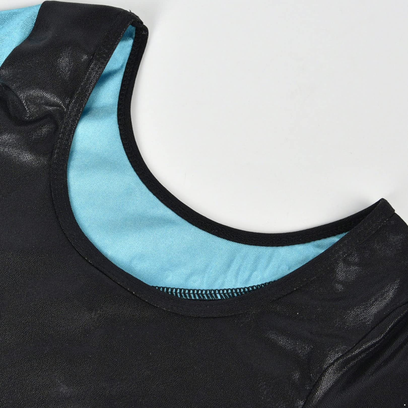 easyforever Girls Sparkle Waves Gymnastics Leotard Long Sleeve Metallic Athletic Ballet Dance Jumpsuit Unitard Bodysuit Light Blue 8-9 Years