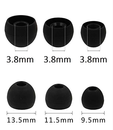 JNSA Silicone Earbuds Ear Tips Covers Gels for Sony MDR Series & Sony XBA Seriese Headphone, SML 3 Size 6 Pairs Sony MDRXB50AP MDR-XB50AP Ear Buds Eartips, 6Pairs Silicone Buds Tips for Sony,Black