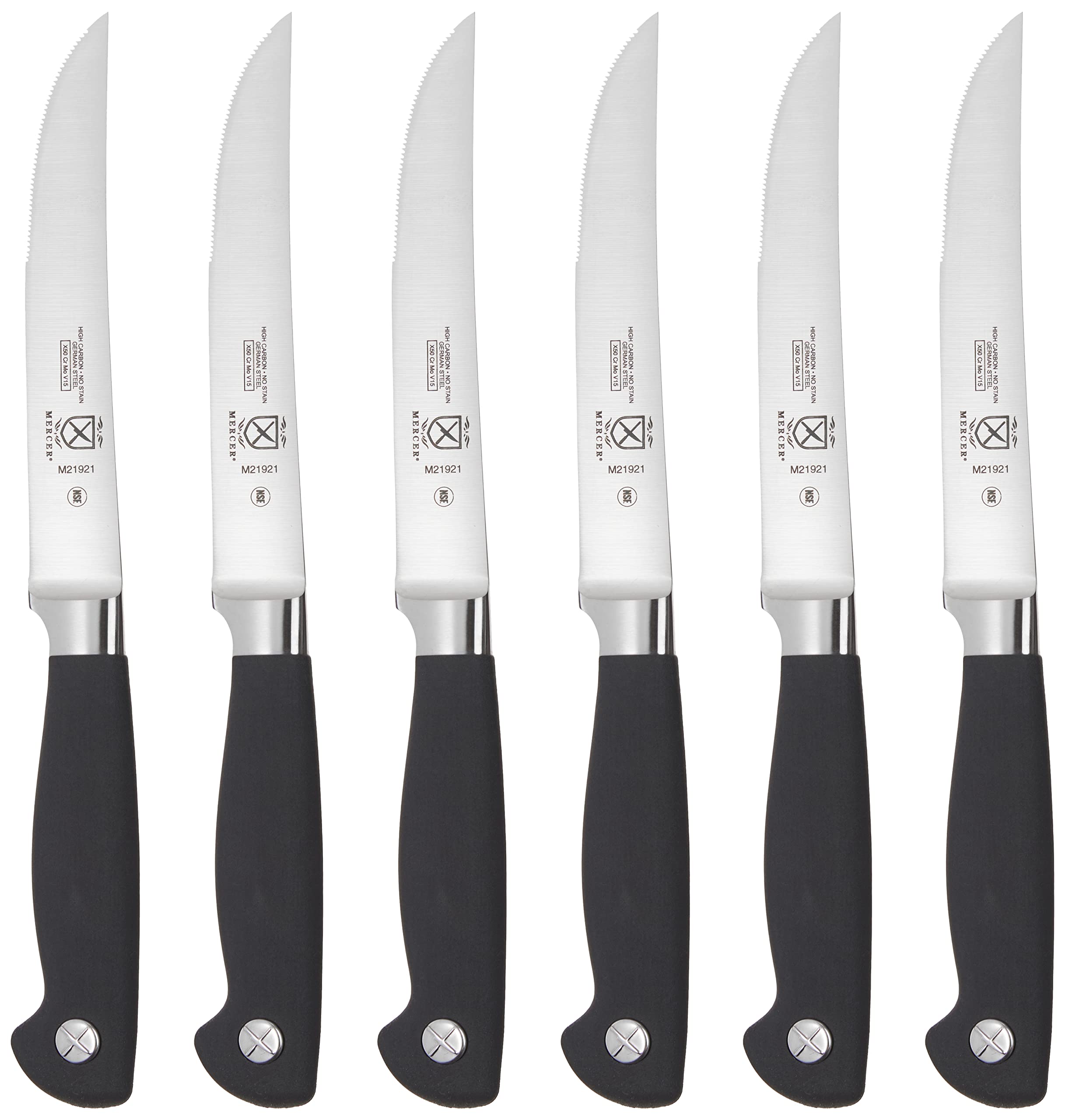 Mercer Culinary Genesis 7-Piece Forged Steak Knife Set, Steel/Black