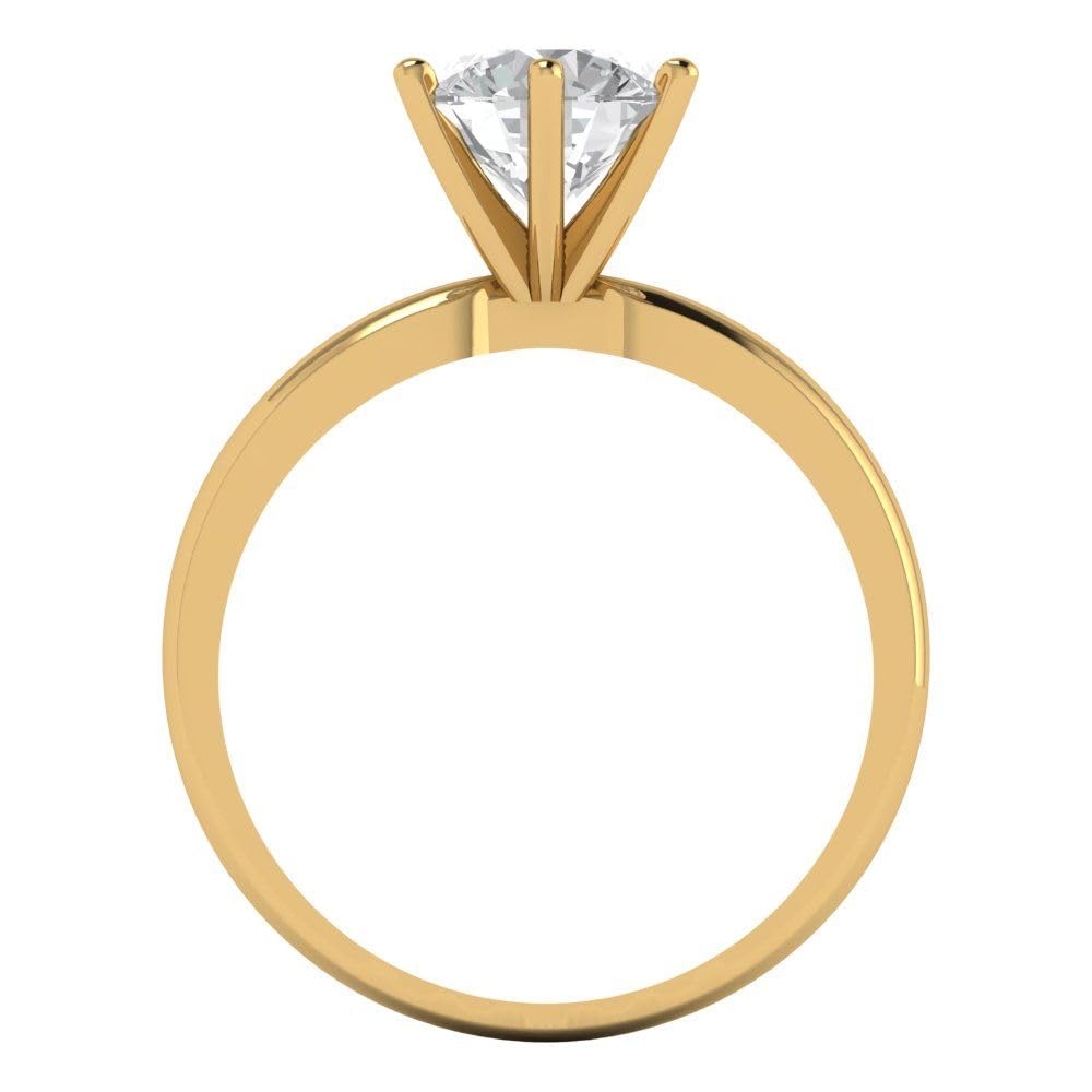 Clara Pucci 1.50 ct Round Cut Solitaire Moissanite Engagement Wedding Bridal Promise Anniversary Ring in 18K yellow Gold Size 5.5