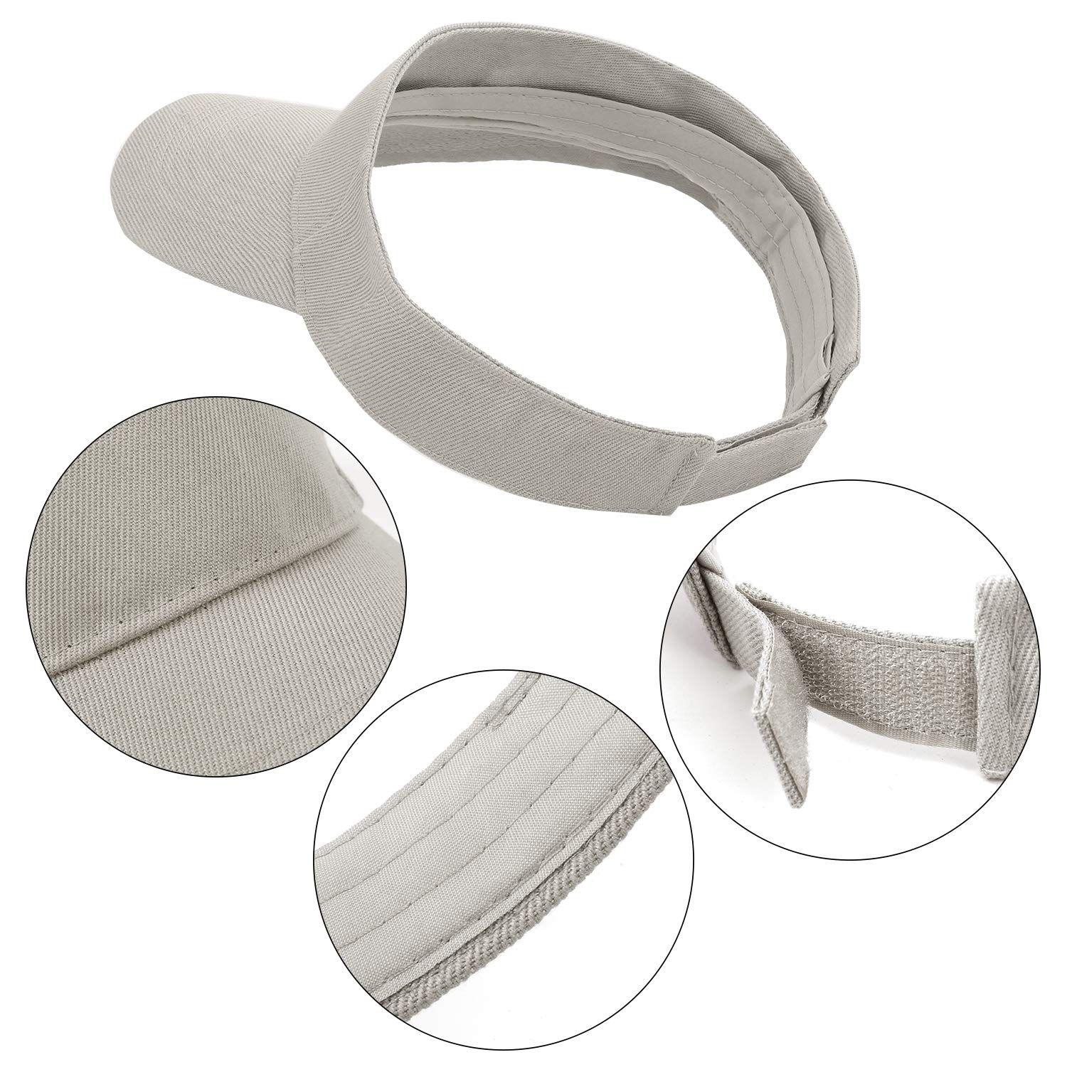 Cooraby 3 Pack Athletic Sun Visors Hats One Size Adjustable Sun Cap for Women and Men Black, White, Grey