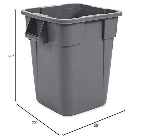 Rubbermaid Commercial LLDPE Square Brute 40-Gallon Trash Can without Lid, Gray, for Restaurants/Garages/Offices/Mailrooms/Classrooms