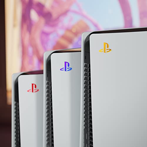 PlayVital Custom Vinyl Decal Skins for ps5 Console, Logo Underlay Sticker for ps5 Console Disc Version & Digital Version - 8 Chrome Shiny Colors & 4 Gradient Styles