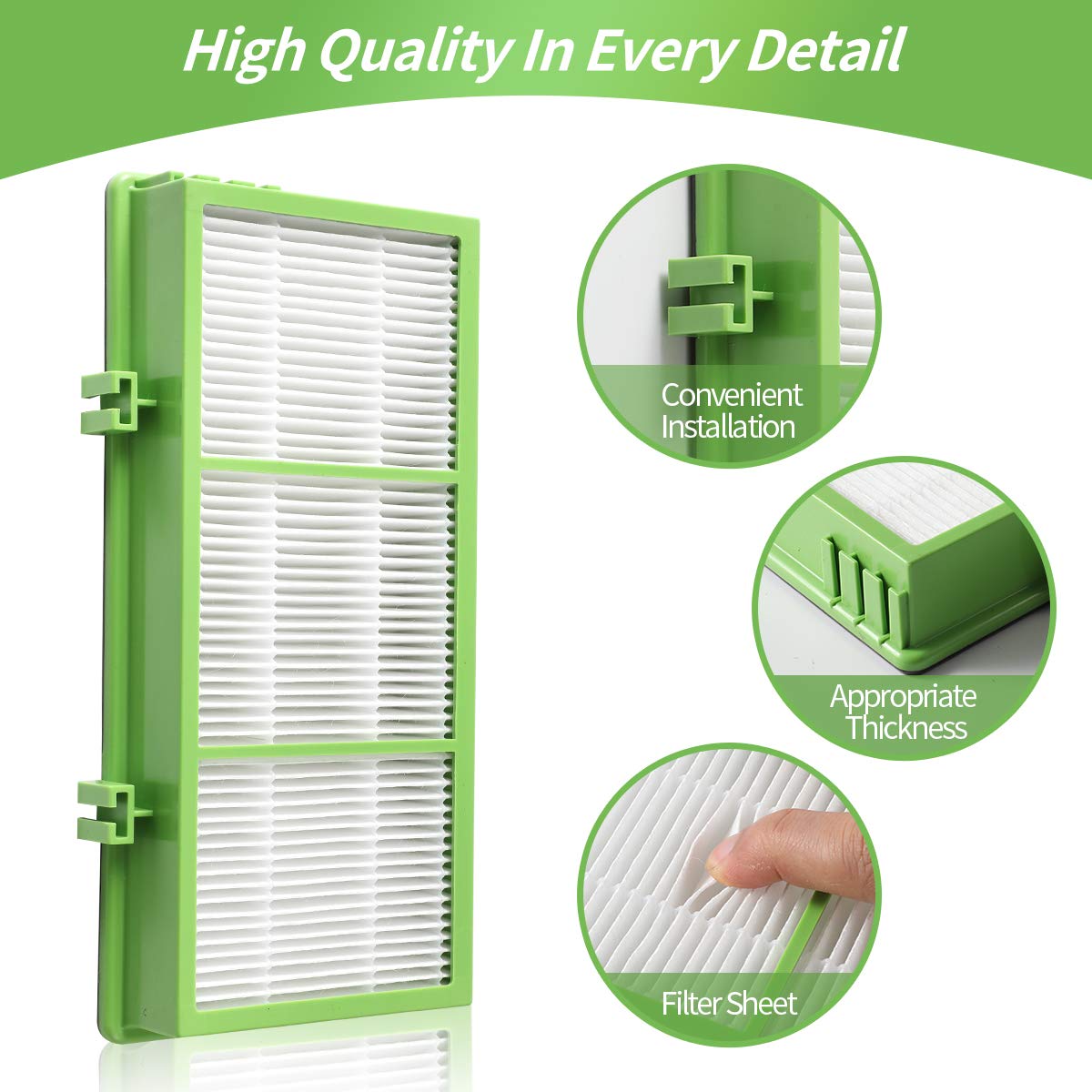 DerBlue Replacement True HEPA Filter Compatible with Holmes AER1 Series Including 4pcs Filters and 8pcs Pre Filters Replacement Parts # HAPF300AH-U4R, HAP242-NUC