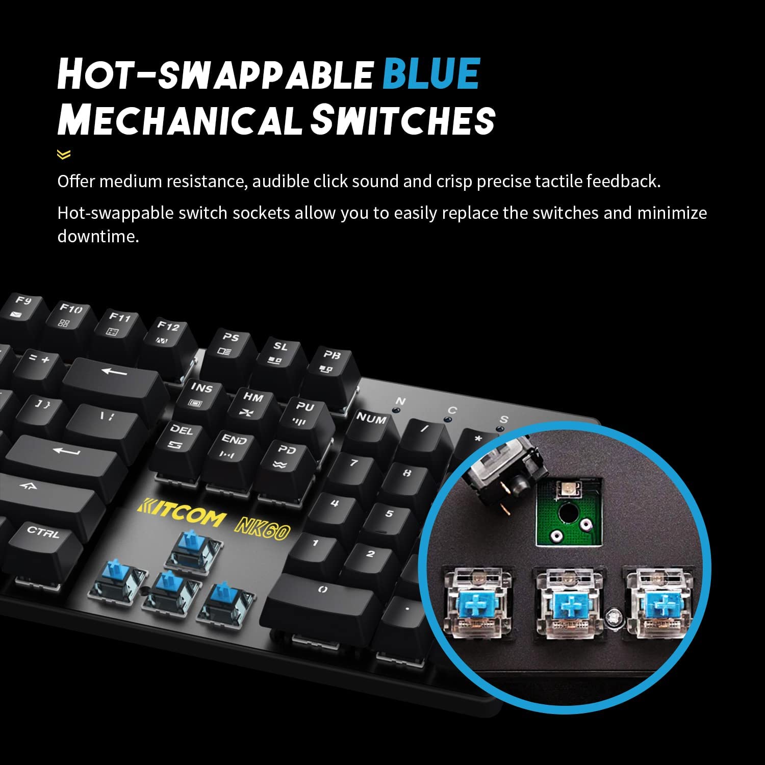 PC Gaming Keyboards RGB Backlit Mechanical Keyboard ABS keycap Programmable Macro Detachable USB Wired Keyboard for Windows PC(104 Keys Blue Switch
