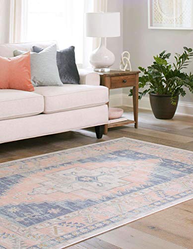 Unique Loom Whitney Collection Area Rug - Geneva (7' 10" x 10' Rectangle, French Blue/ Beige)