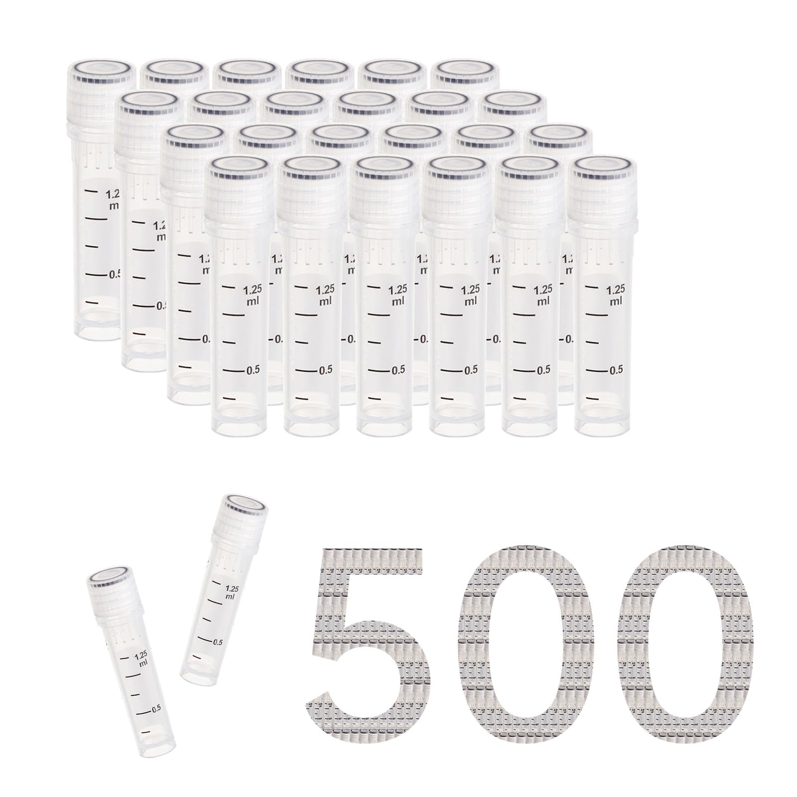 CryoKING Cryovials Sterile Tubes 2ml Lab Vials with Caps Cryovial for Low Temperature Storage, Pack of 500