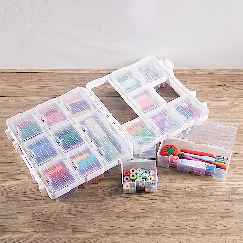 Joelver Maker Sewing Storage Oraganizer with 16 Detachable boxes, Double side Organizer case for LOL suprise dolls,Wheels Car, for Matchbox Cars, for Mini Toys,thread organizer,screw,notion storage
