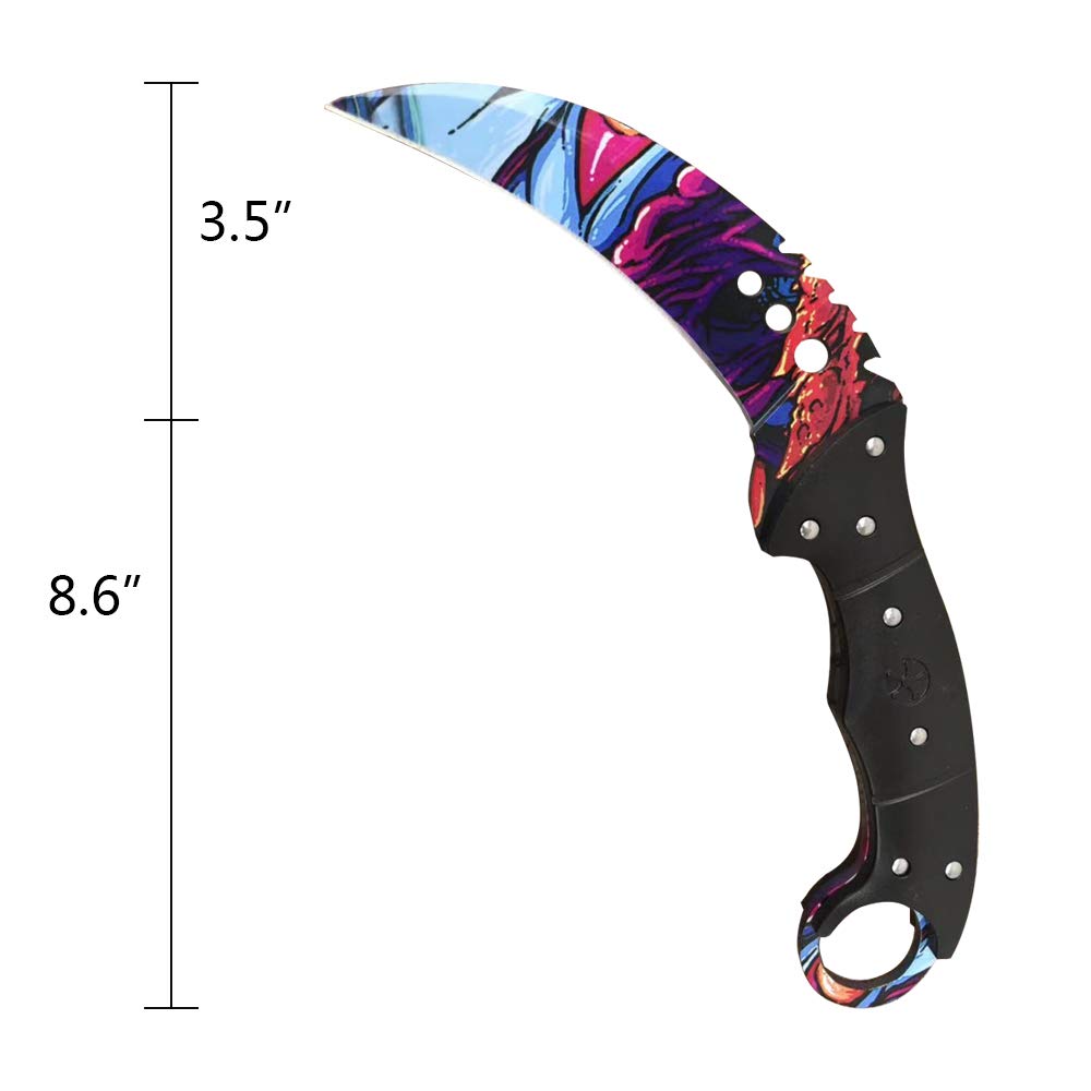 Dashiki-Style New CS GO Claw Knife Pocket Knives with Sheath for Outdoor Activities Hunting Camping Self-Defense Survival in The Wild(Random Texture)