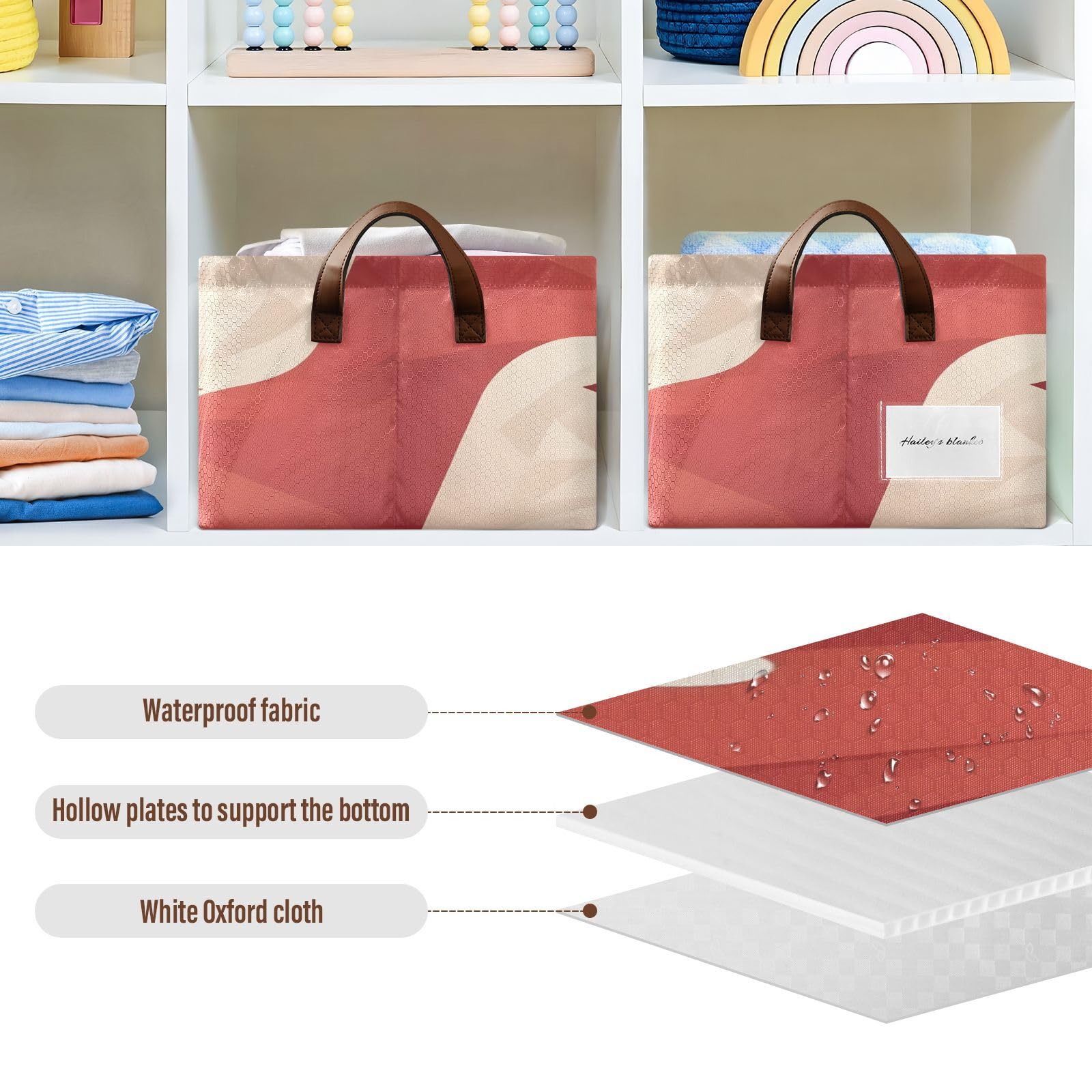 Hezely Canada Flag Pattern Large Storage Baskets for Shelves, Fabric Storage Bins with Handles,Fabric Storage Cubes Closet Organizer for Home(1 Pack)