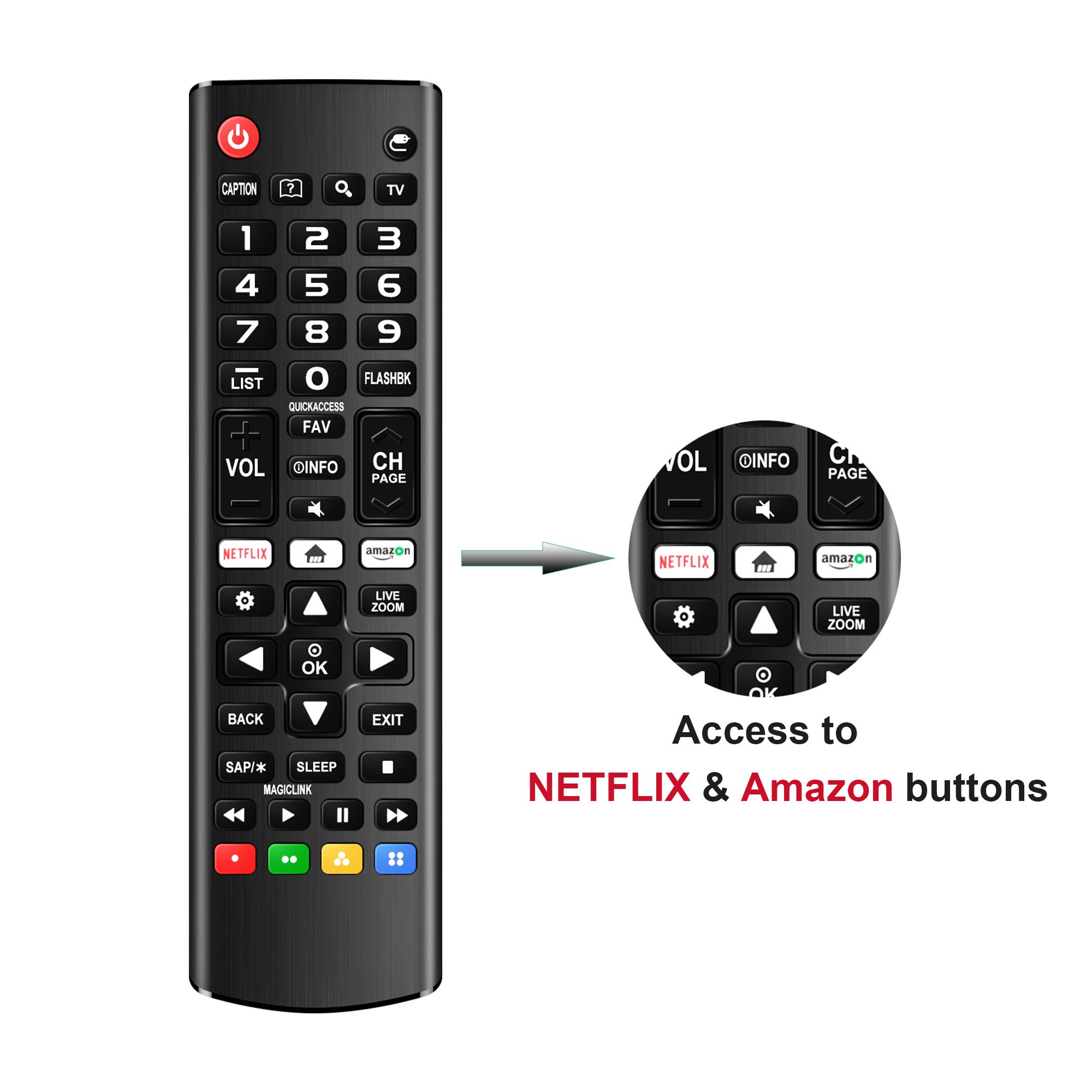 Universal Remote Control AKB75095307 Compatible with All LG LED LCD HDTV UHD 3D 4K Smart TV Models with Black Remote Holder