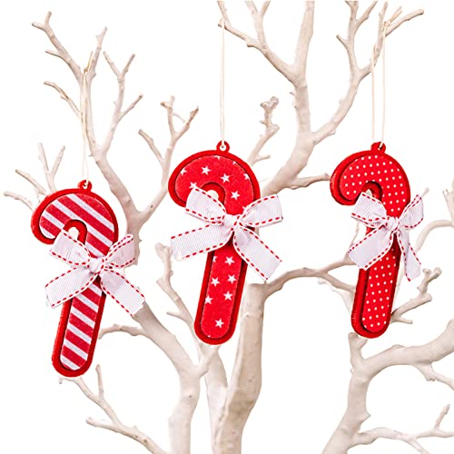 Mini Christmas Tree Decoration Kits, Red Felt Christmas Tree Ornament Kits, Christmas Tree Decoration Includes Hanging Stockings Cane Glove for Christmas Tree Decorations Wynott