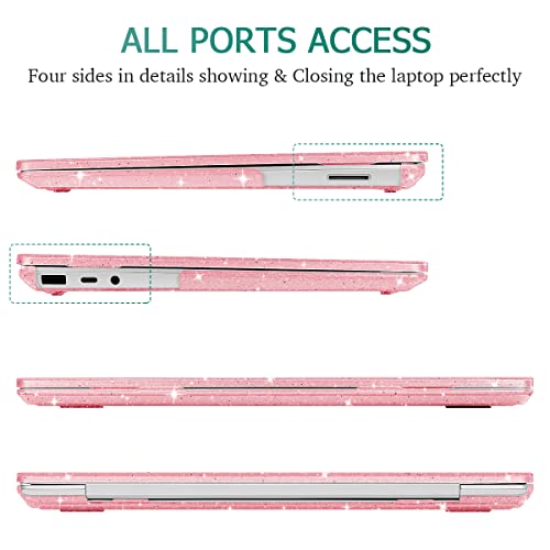 Lepeoac Compatible with 12.4 inch Microsoft Surface Laptop Go2 Go1 Models: 1943 2013(2020 2022 Release, Plastic Hard Shell Case with Keyboard Cover & Screen Protector, Sparkly Clear