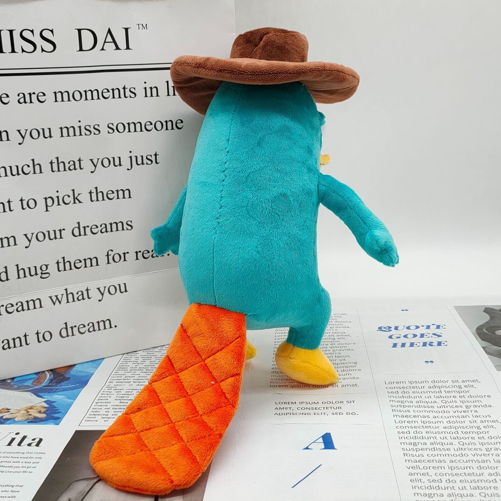 ITPZ Perry The Platypus Plush, Platypus Plush Toy for Cartoon Fans Gift,Beautiful Platypus Stuffed Plushies Doll,Soft Stuffed Pillow for Kids' Room Decor