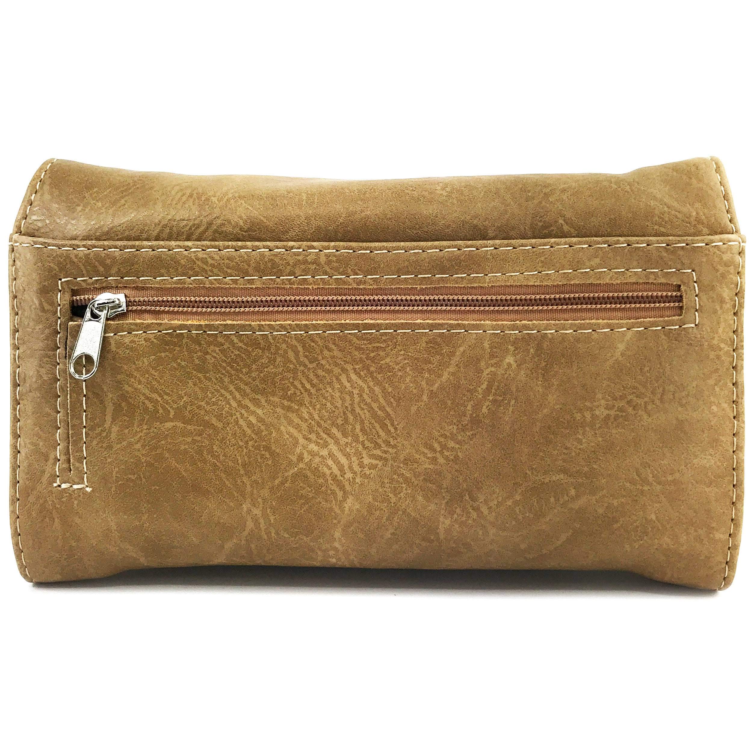 Zelris Autumn West Fringe Concho Women Crossbody Wrist Trifold Wallet (Tan)