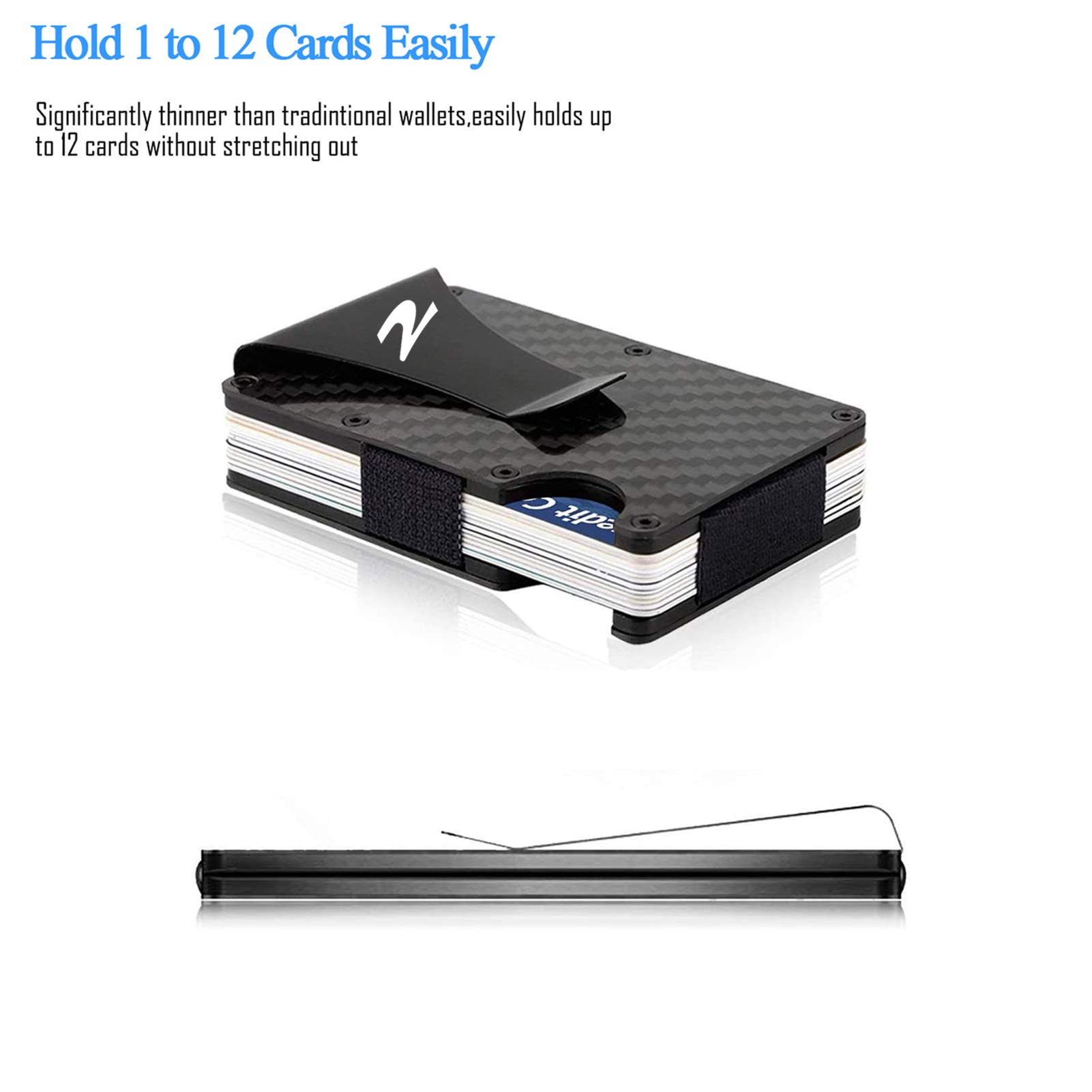 COONLINE Carbon Fiber Wallets for Men,RFID Blocking Card Holder Money Clip Mens Wallet