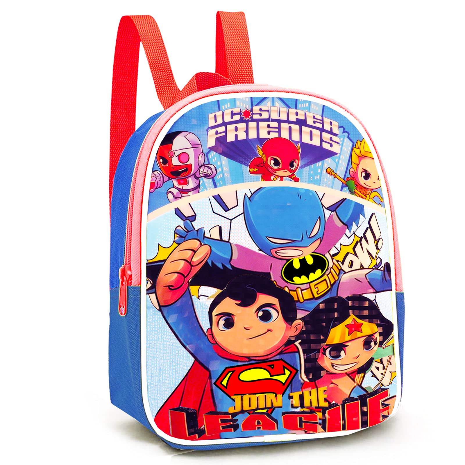 DC Superhero Mini Backpack Featuring Batman, Wonder Woman, Superman - 4 Pc Bundle with 11" Superheroes Preschool Backpack for Toddler Boys and Girls, Stickers, and More