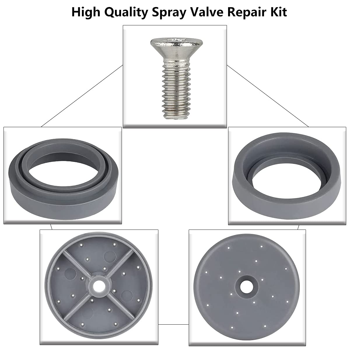 KANONEY 3 Pack Pre-Rinse Spray Valve Repair Kit for Most Commercial Kitchen Sink Faucet Dish Sprayer 1.42 GPM Spray Face Bumper and Screw Repair Part, Grey