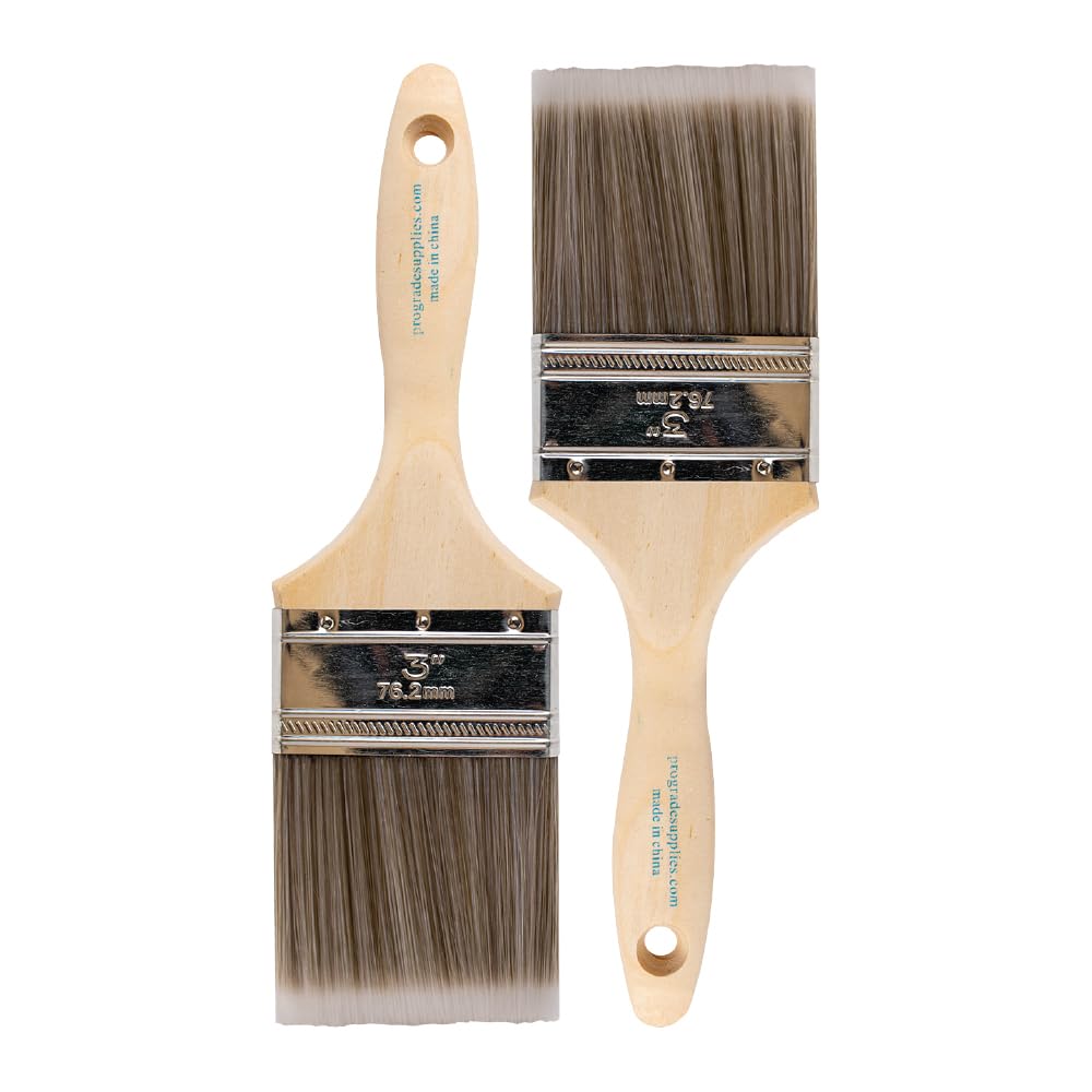 Pro Grade - Paint Brushes - 2Ea 3" Flat Brushes