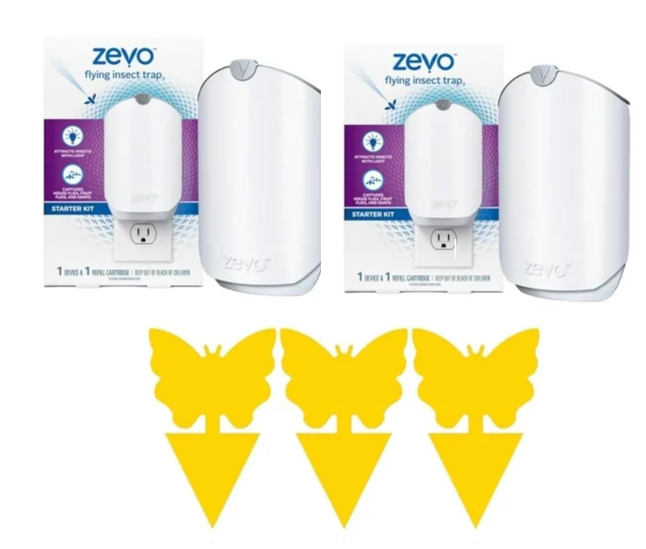Flying Insect Trap, Insect Catcher, Indoor Fly Trap, Safer Home, Fruit Fly Traps for Indoors, gnat Killer Indoor, Bug Killer, Insect Killer with Night Light 12 Sticky Boards 2 Pack
