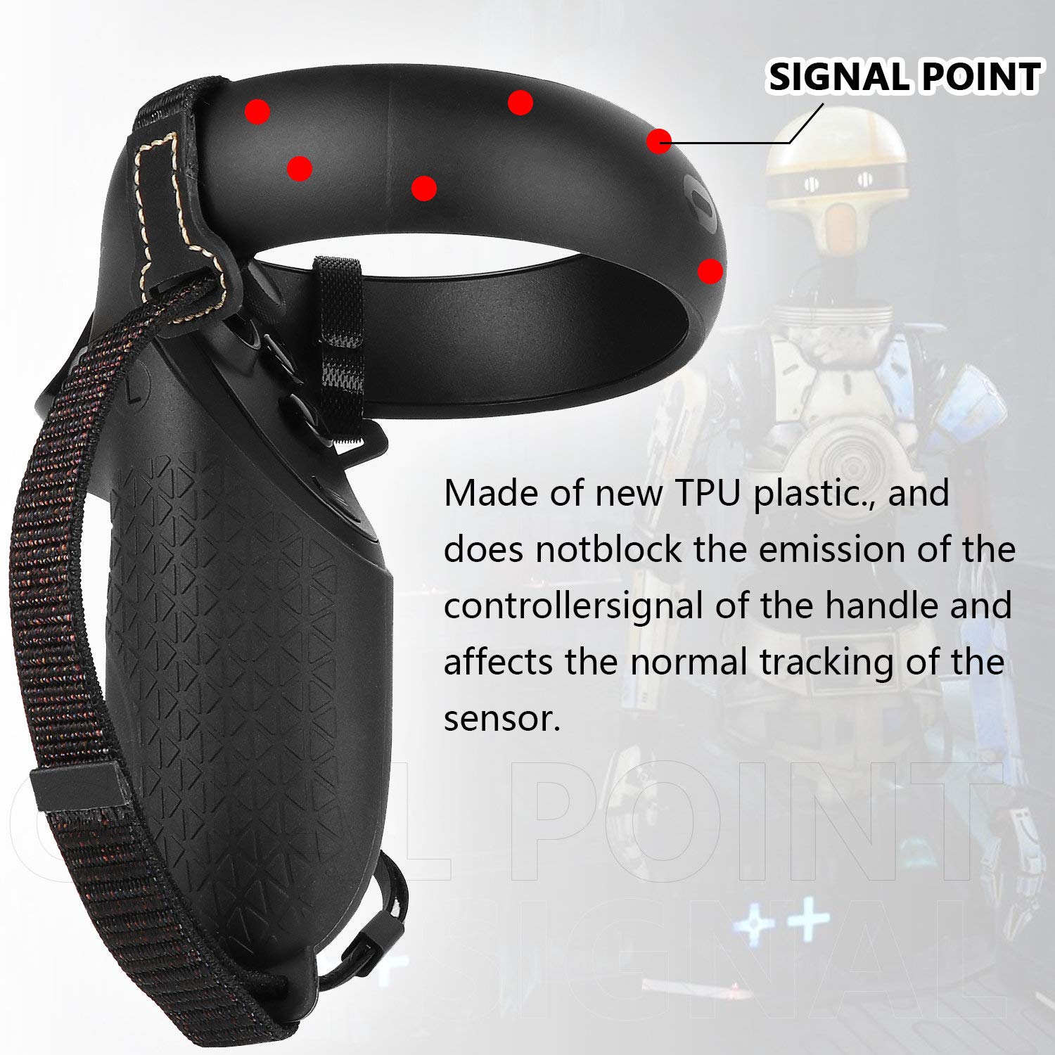 COOLWUFAN Touch Controller Grip Cover for Oculus Quest/Oculus Rift S Protective Sleeve Handle Case Shell Accessories with Adjustable Wrist Strap/Sweat-Proof/Non-Slip (Black)(Not Fit Quest 2)