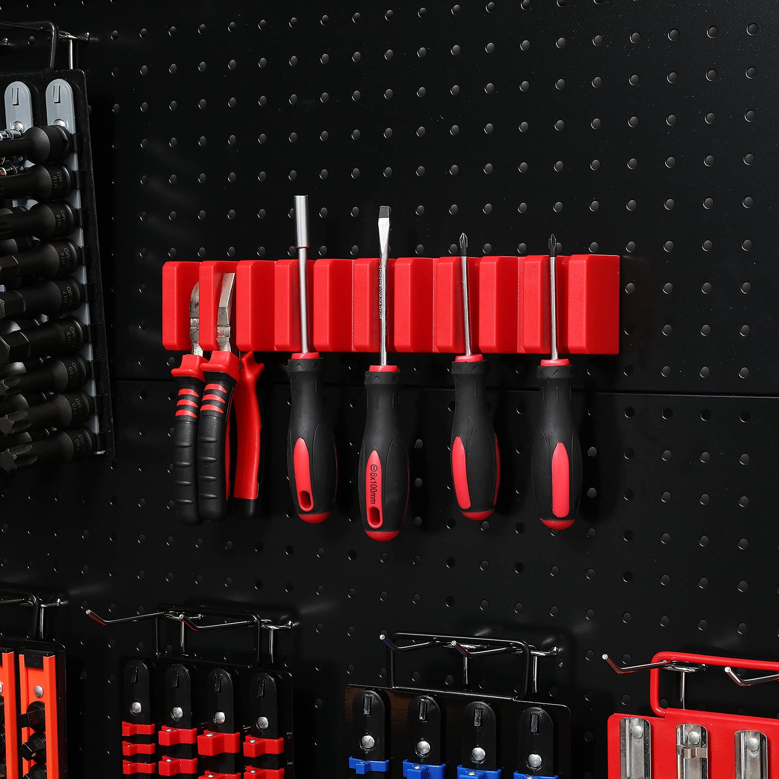 EMENTOL Red Magnetic Plier/Wrench Holder,Tool Organizer,10 Plier Organizers,Modular Screwdriver Organizers