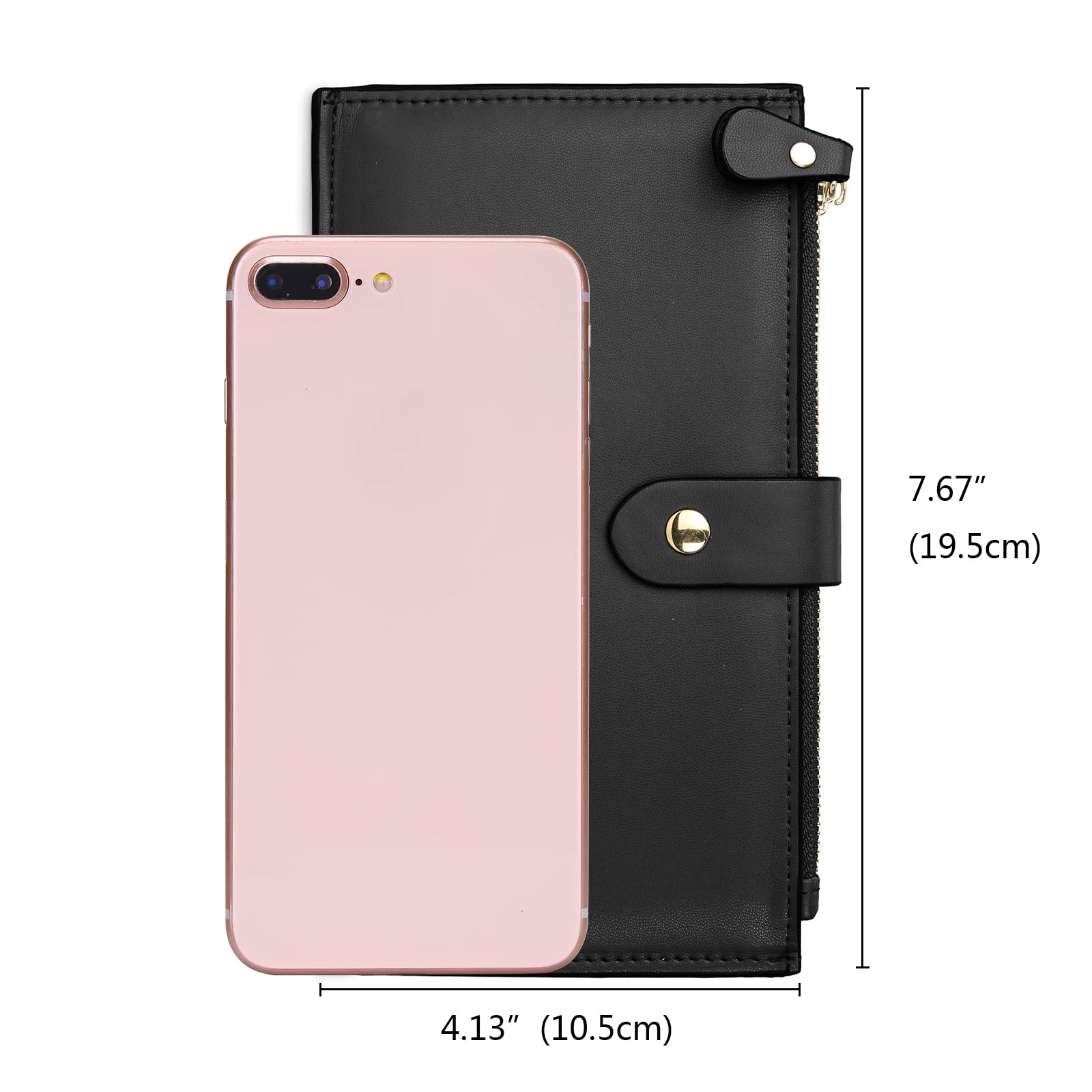 YALUXE Leather Wallets for Women Double Zipper Pockets Phone Holder 22 Card Slots Organizer Billfold with ID Window