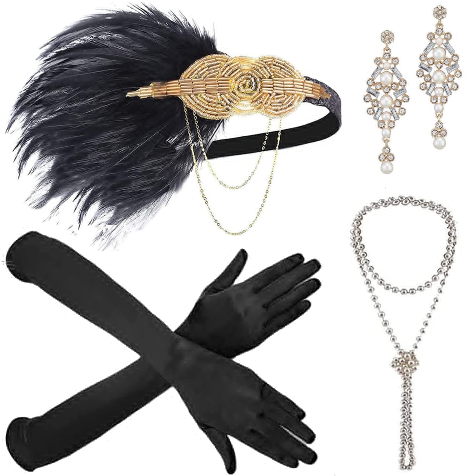 ZeroShop 1920s Accessories for Women, Roaring 20s Flapper Headband, Harlem Nights Great Gatsby Speakeasy Costume for Women Halloween,40