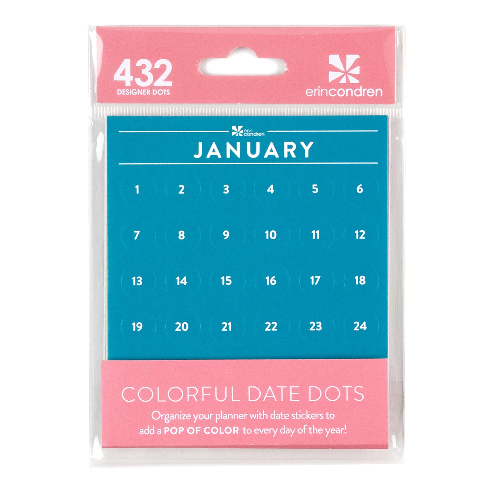 Erin Condren Designer Sticker Sheets - Colorful Date Dots Stickers - 12 Monthly Sticker Sheets, 432 Stickers Total. Decorative and Cute Stickers for Customizing Planners, Notebooks, and More