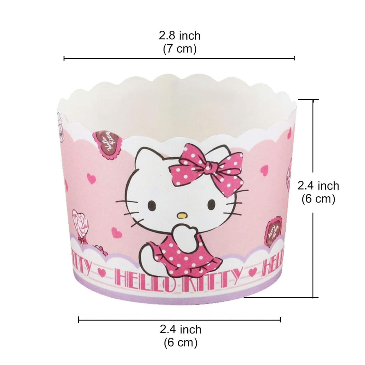 CHEFMADE 25 Pack Baking Cups Liner, Hello Kitty Cupcake Liners with 25Pack Mini Card, Cupcake Paper Cups for Muffins Desserts, Bake Sales, Wedding Table Decor, Baby Showers, Party Treats
