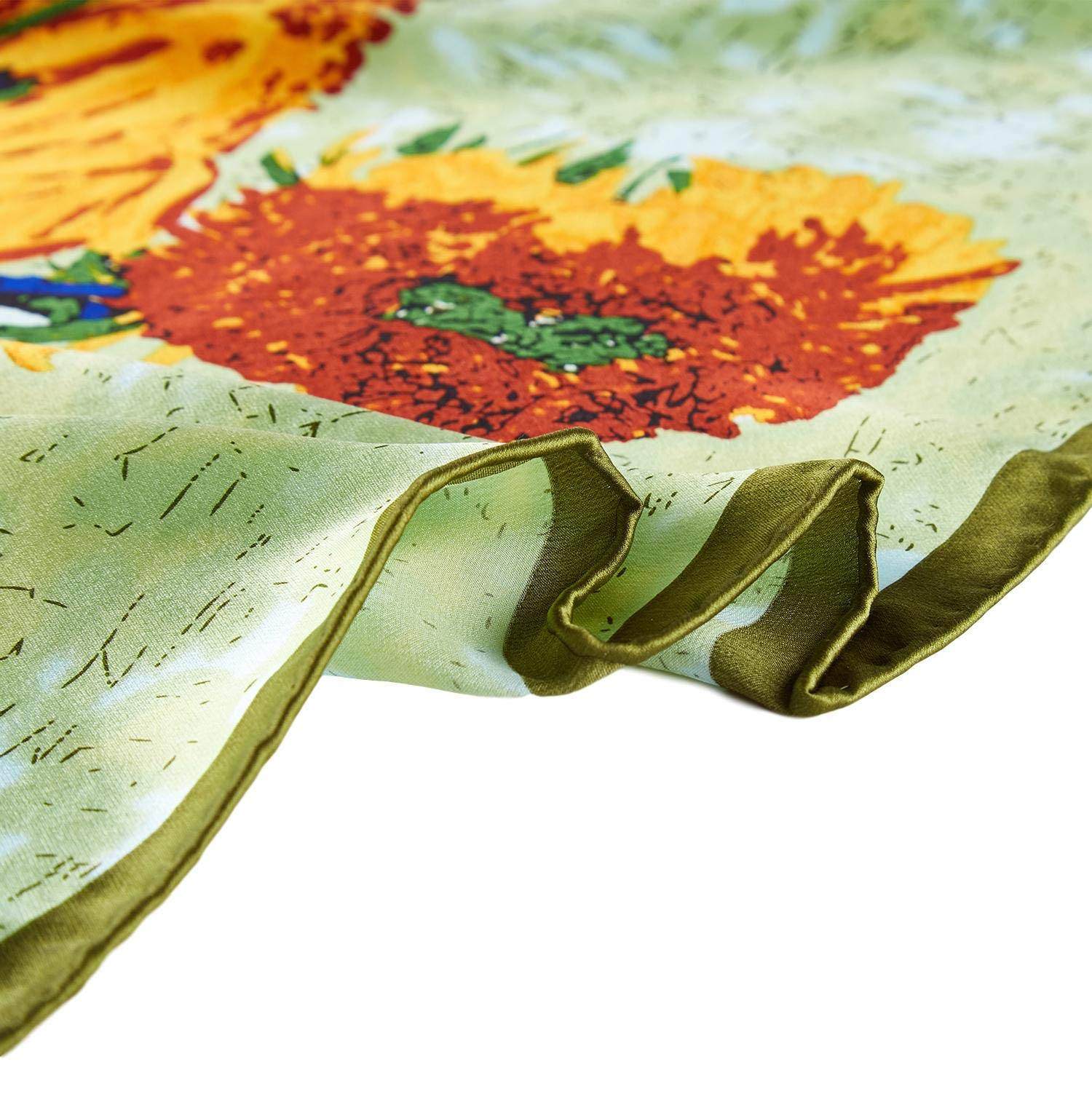 YangtzeStore Large Square Charmeuse Silk Scarf Classic Art Print (Sun Flowers)