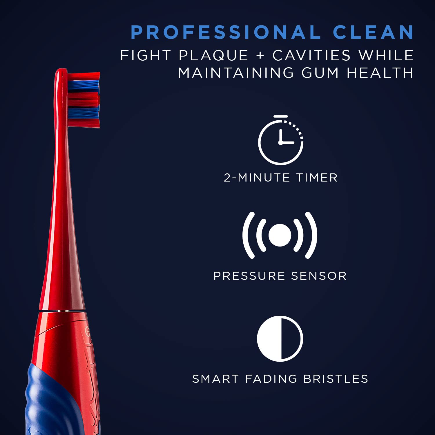evo SPM-1 Rechargeable Sonic Toothbrush, Marvel Spider-Man, Marvel Comics, Marvel Gifts for Men, Mens Gift Set, Electric Toothbrush with 4 Toothbrush Heads & Charger Included