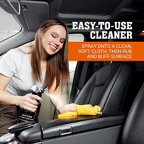 Fuller Brush Leather Cleaner Conditioner – Removes Surface Dirt & Protects Against Drying – Natural Oils Restore Appearance – Penetrates, Softens & Lubricates Leather Surfaces (Bottle with Sprayer)