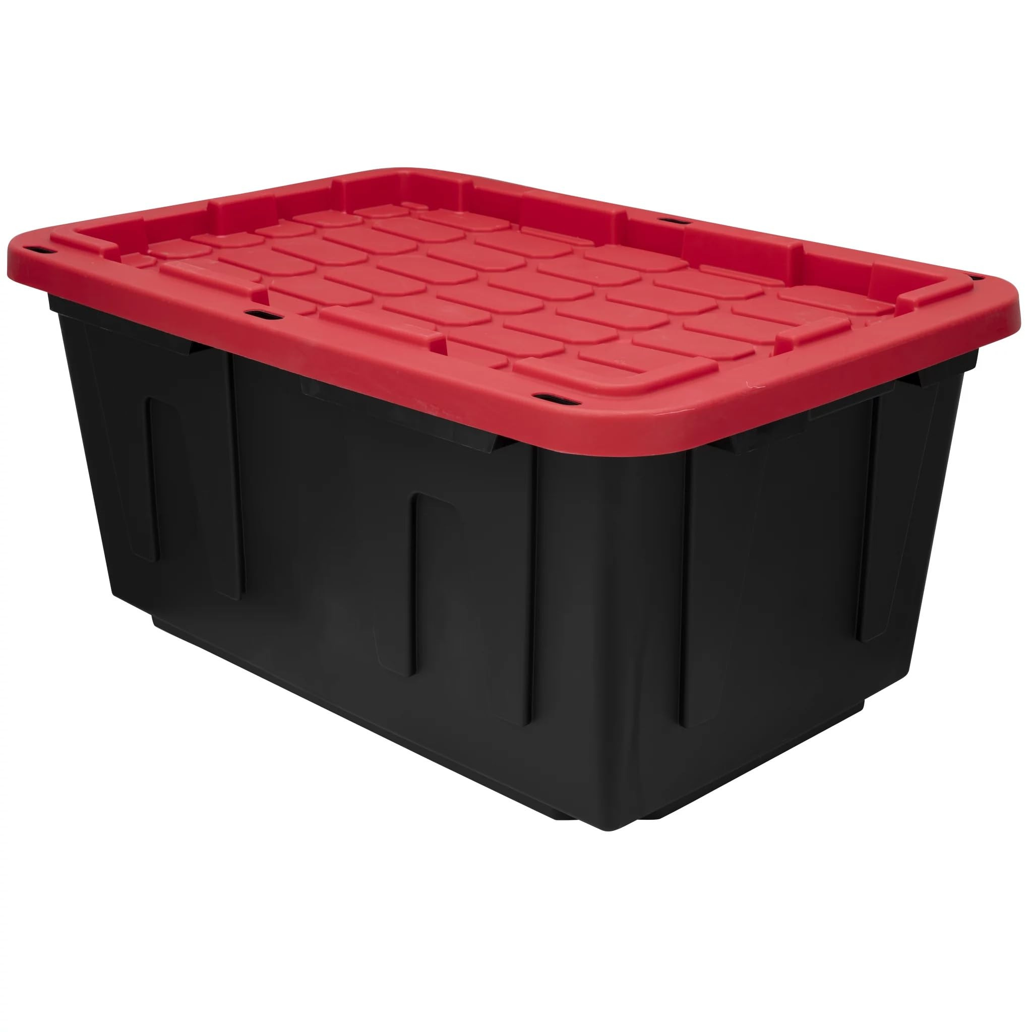 HAHPNGA 27 Gallon Plastic Storage Bin Tote Organizing Container With Durable Lid and Secure Latching Buckles, Stackable and Nestable Lid Plastic Storage Bin, 1 Pack, Black Base/Red Lid