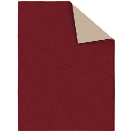 Sweet Home Stores Sweethome Collection Solid Design Rubberback Area Rug/Mat, 2'3" x 3', Red