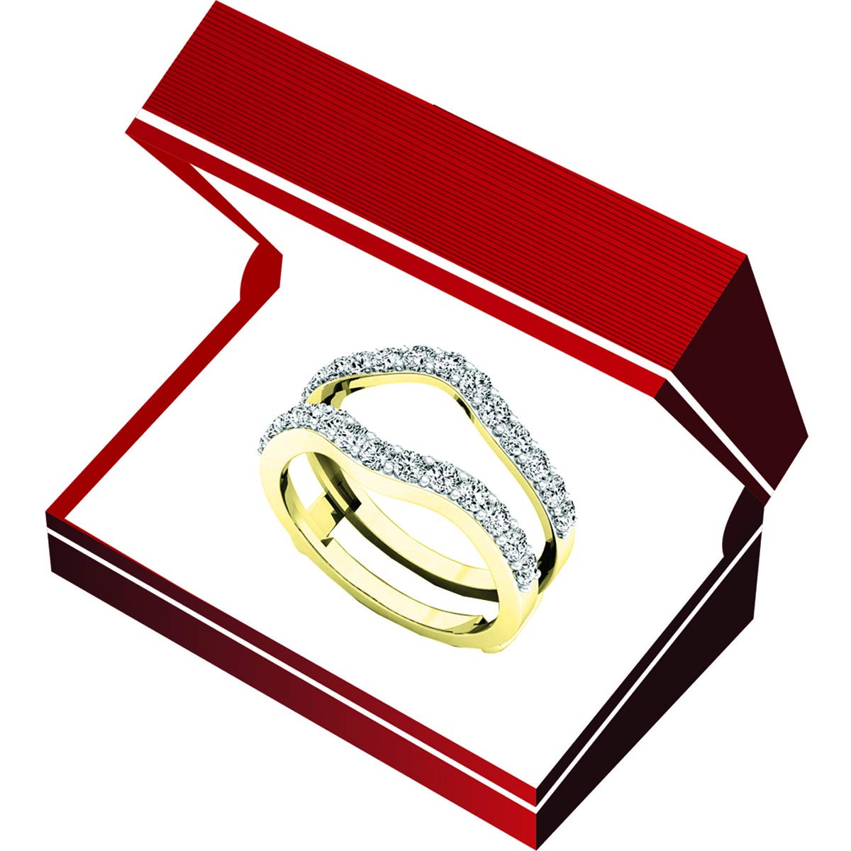 Dazzlingrock Collection 1.65 Carat (ctw) Round Cubic Zirconia Wedding Enhancer Guard Ring for Women in 10K Yellow Gold Size 6
