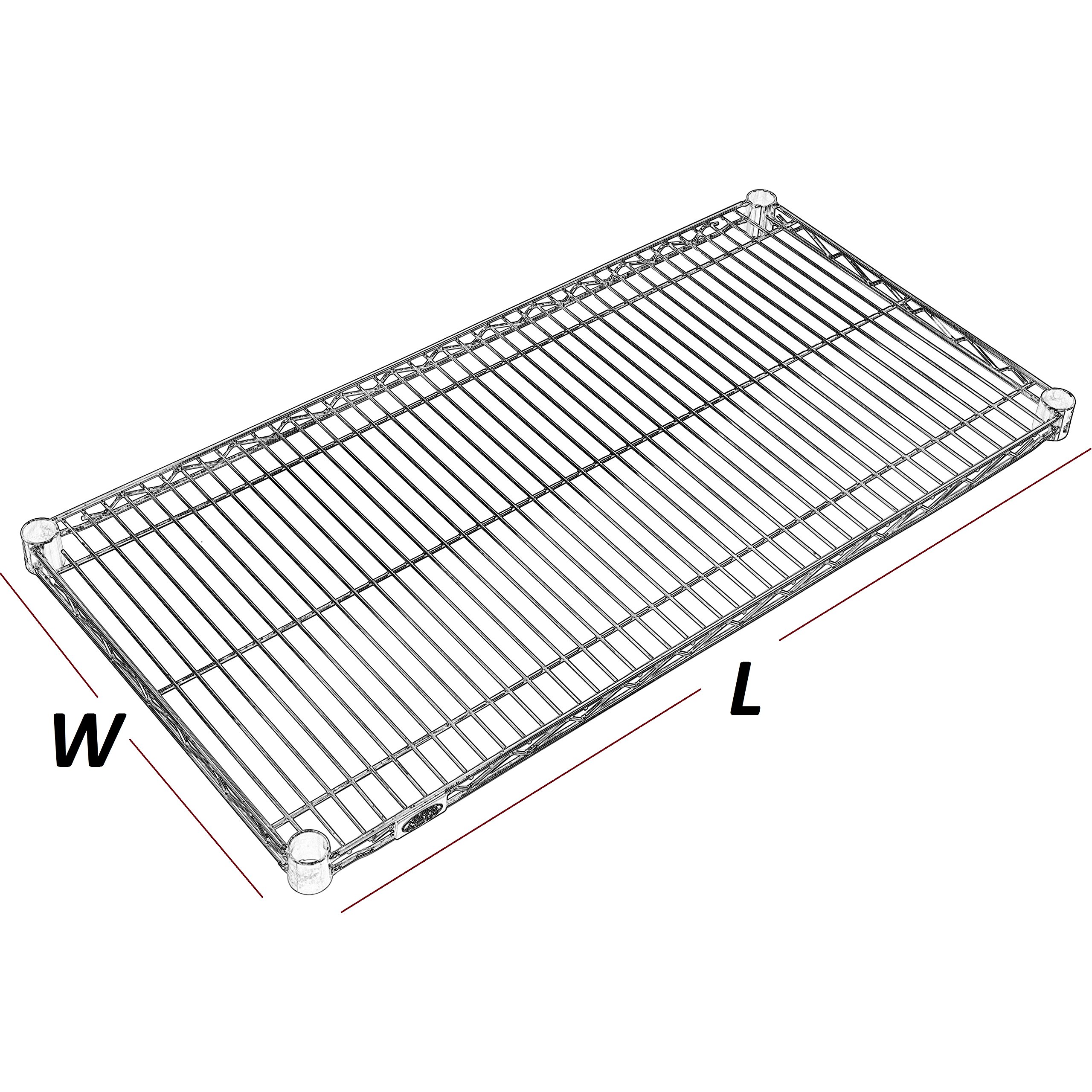 Nexel Additional Wire Shelf for Wire Shelving Units, 600-800 lb Capacity, 21" W x 24" L, Chrome Finish, (S2124C)