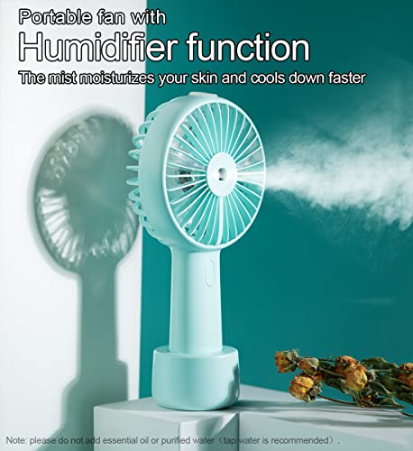 Portable Hand held Misting Fan, Small Personal USB Rechargeable Battery Operated Spray Fan Mister with 20ml Water Tank Mist Lash Fan Quiet 3 Speed Strong Cooling Wind for Travel Office Outdoors B