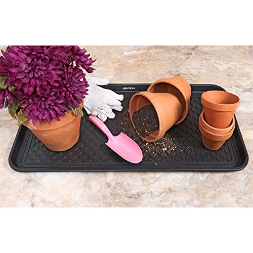 Great Working Tools Boot Trays for Entryway, Set of 2 Heavy Duty Shoe Trays All Season Muddy Mats Wet Shoe Tray Snow Boot Tray - Black, 30" x 15" x 1.2"