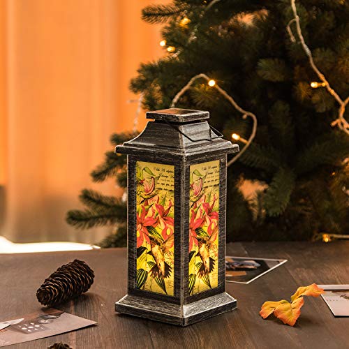 Vintage Lamp Hanging Solar Lantern Decoration for Outdoor Garden Patio, Hummingbird