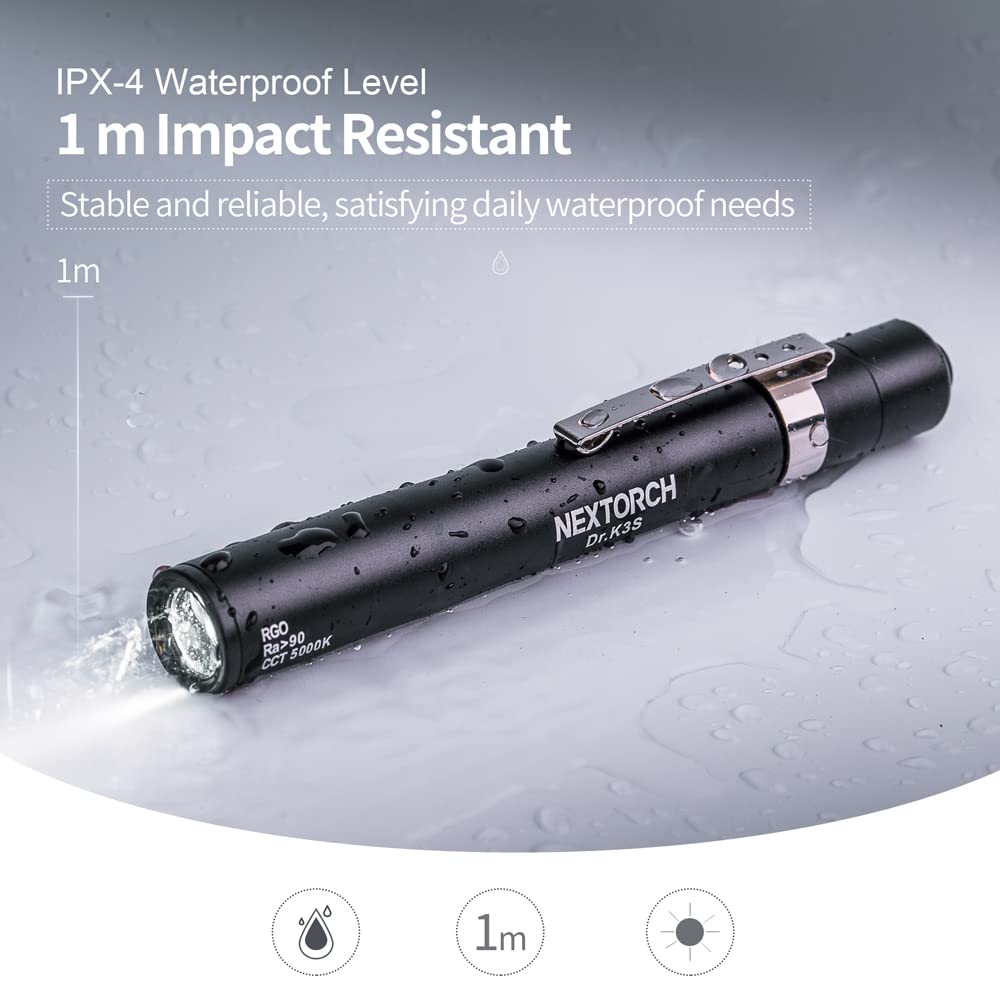 NEXTORCH Professtional Medical LED Penlight Flashlight with a Clip Small Torch for Nursing Students Doctors AAA Battery K3S