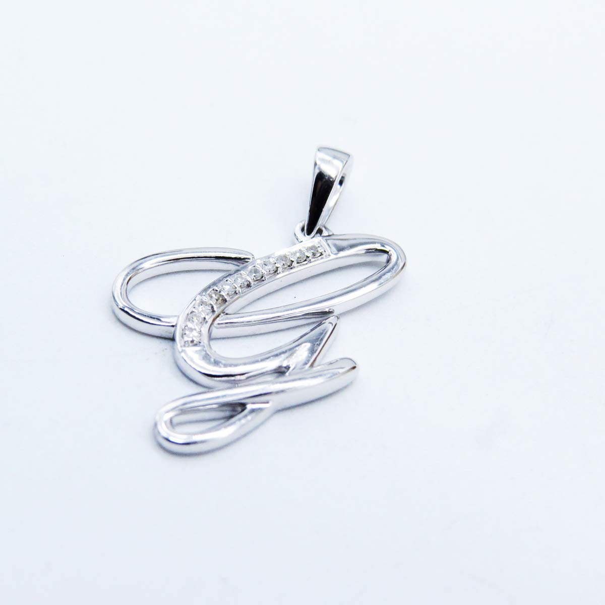 Dazzlingrock Collection 0.05 Carat (Ctw) Round Diamond Fancy Letter 'G' Initial Pendant for Mother's Day, Sterling Silver