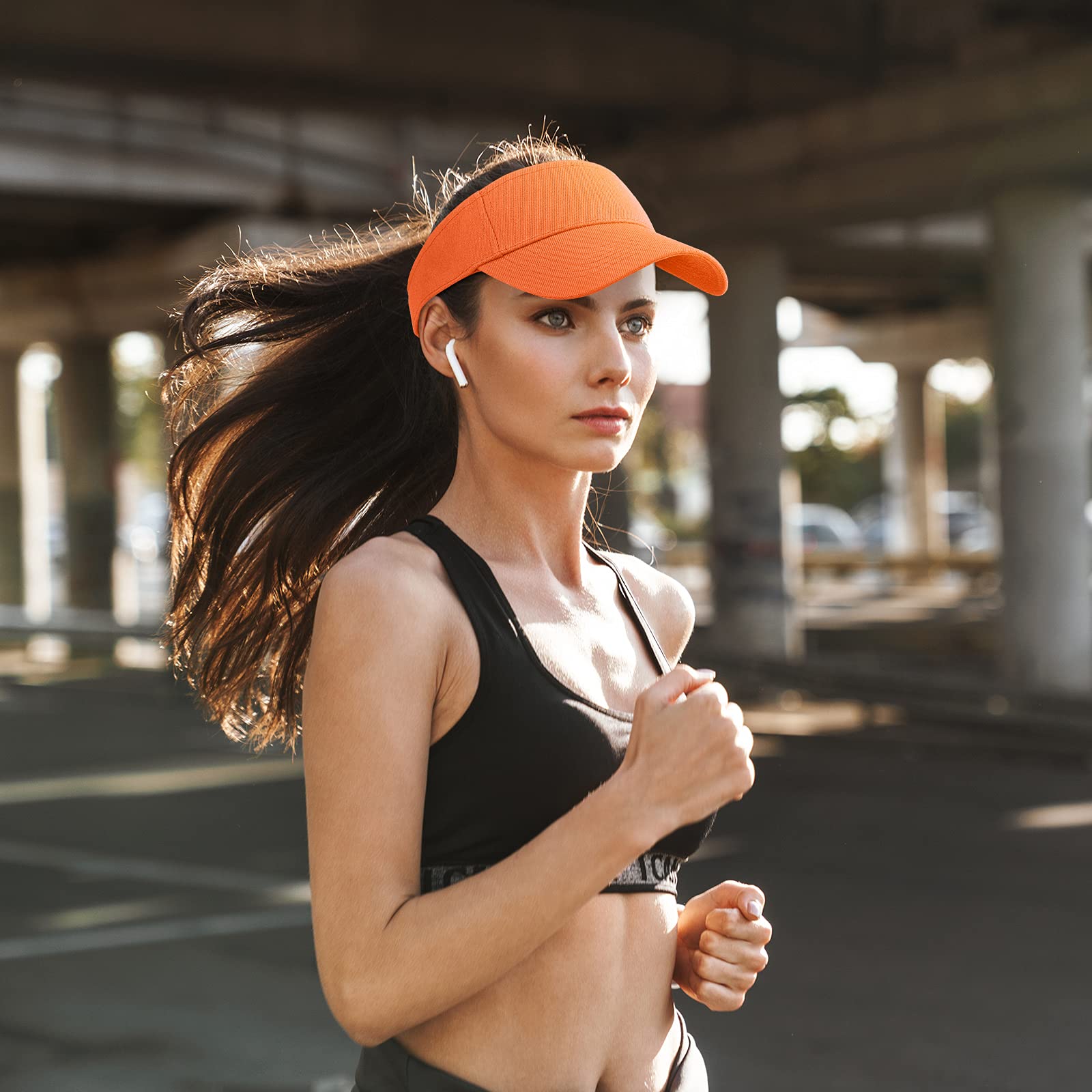 Cooraby 12 Pack Visor Cap Sun Protection Sports Visor Hats Summer Adjustable Wide Brim for Men and Women