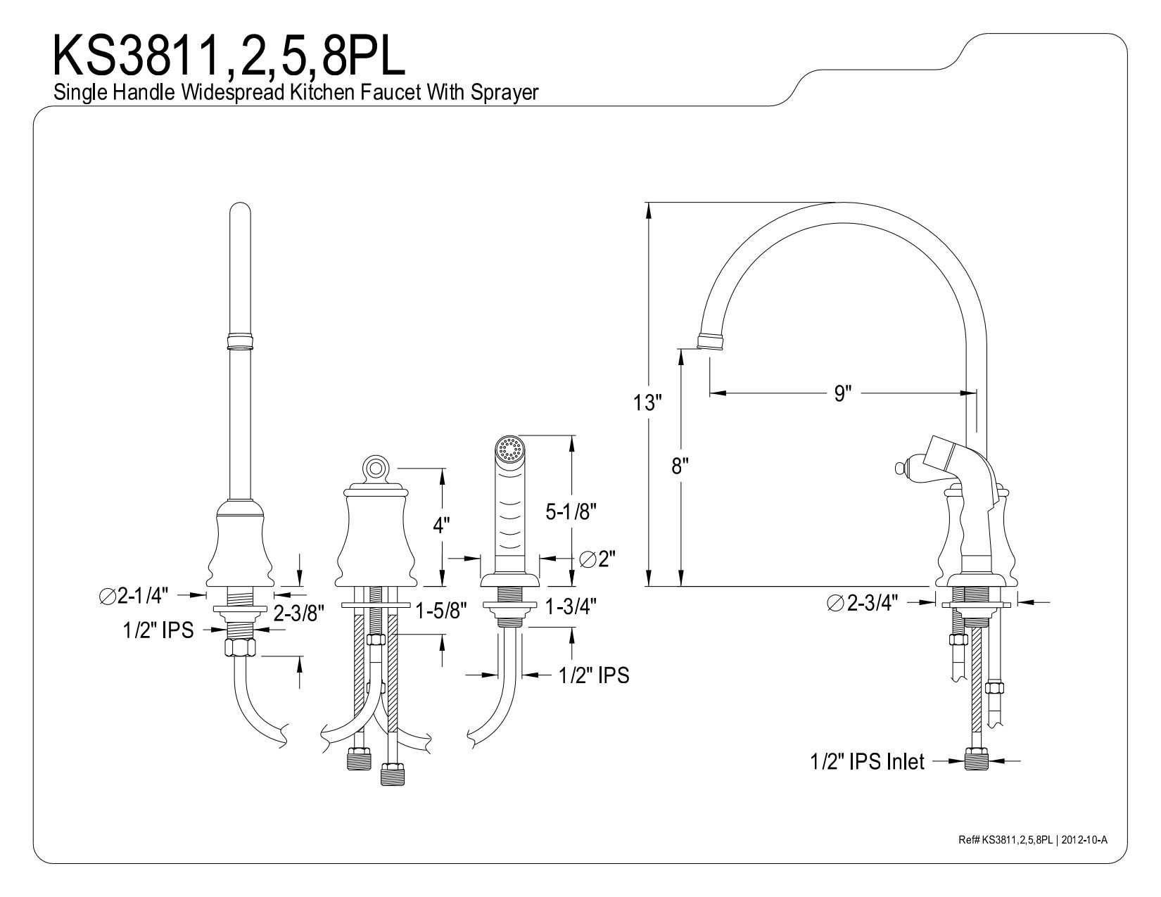Kingston Brass KS3815PL Restoration Widespread Kitchen Faucet, 9", Oil Rubbed Bronze