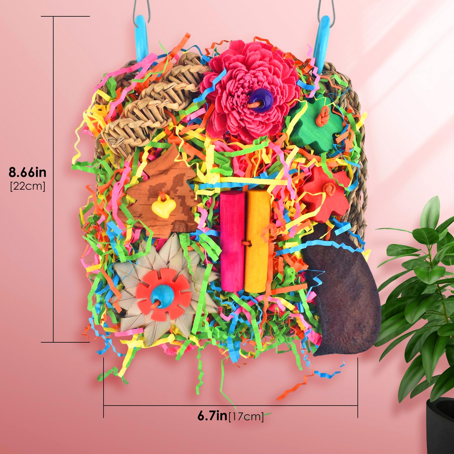 KATUMO Bird Toys, Parrot Grass Mat Foraging Wall Toys Parakeet Shredder Toys for Cockatiel, Conure, Lovebird, Budgie, Parakeet Small Medium Birds
