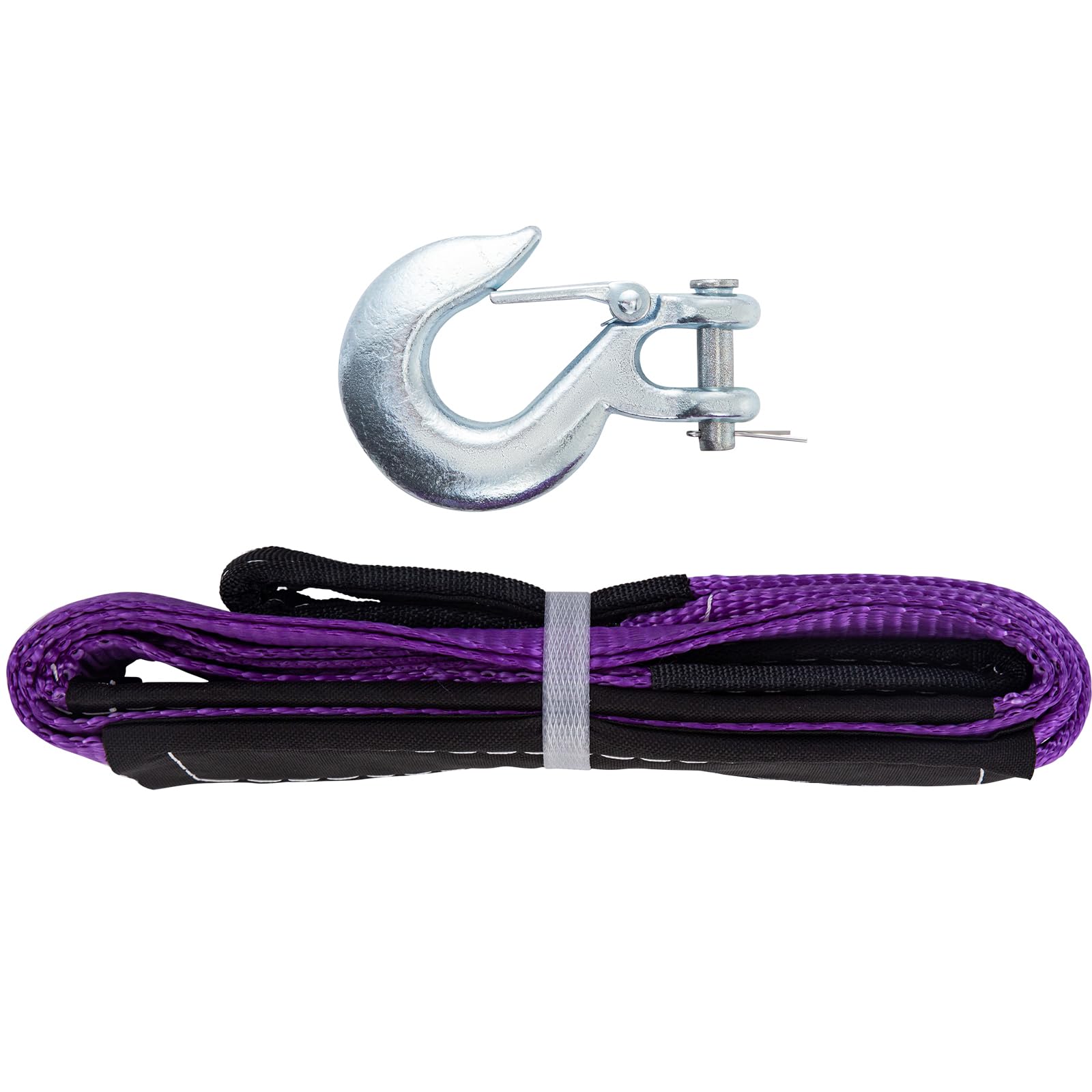 VEVOR Synthetic Winch Rope 3/8in x 100ft, Winch Line Cable with G70 Hook 18,740lbs Working Strength, 12 Strands, Synthetic Winch Cable w/Protective Sleeve, for Vehicles Towing, Blue